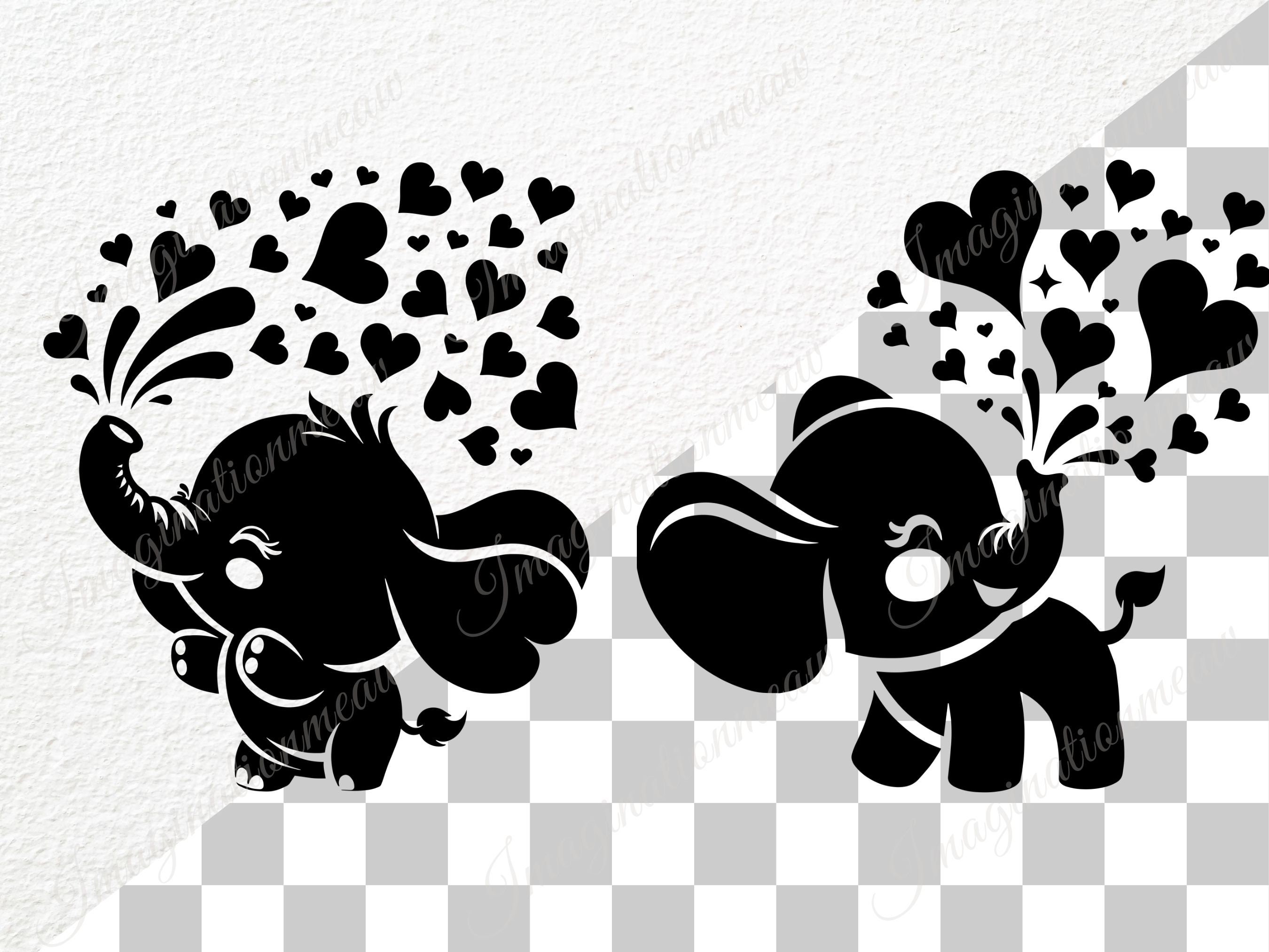 Elephant Blowing Hearts Svg, Cute Elephant Svg, Baby Elephant, Baby ...