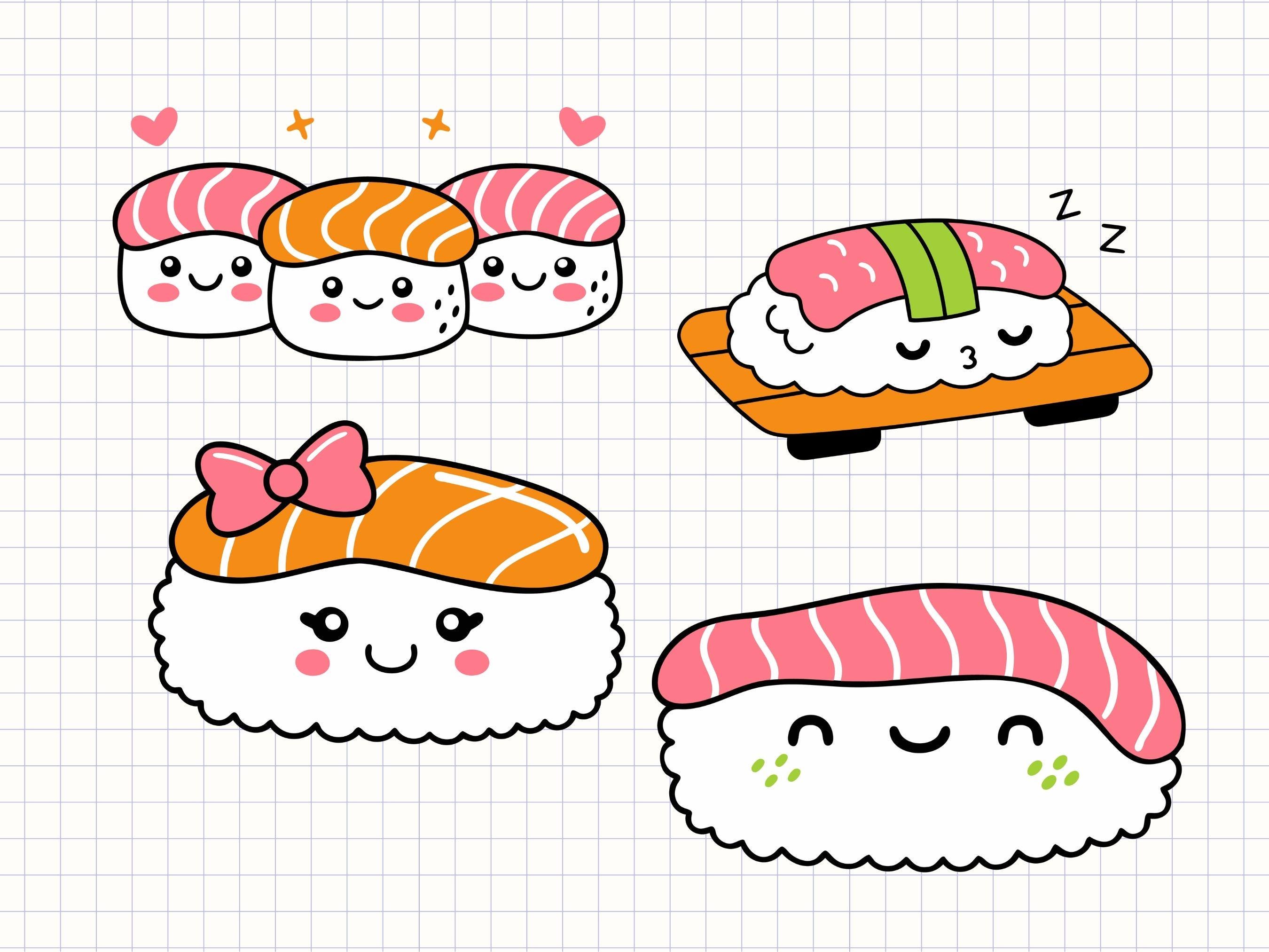 Kawaii Sushi Clipart, Cute Japanese Food SVG, Cute Sushi Svg, Nigiri ...