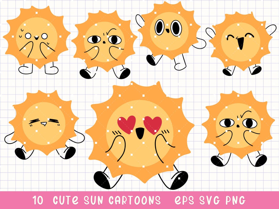 Cute Sun Cartoon Clipart, Sunshine SVG, Sun Cute Face Svg, Summer Svg ...