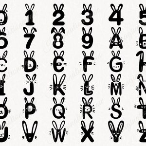 Rabbit Alphabet SVG, Rabbit Numbers Svg, Easter Bunny Alphabet SVG ...
