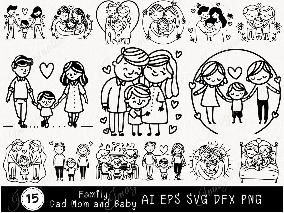 Family Bundle Svg, Family Svg, Mom Dad Baby Svg, Parents and Kids ...