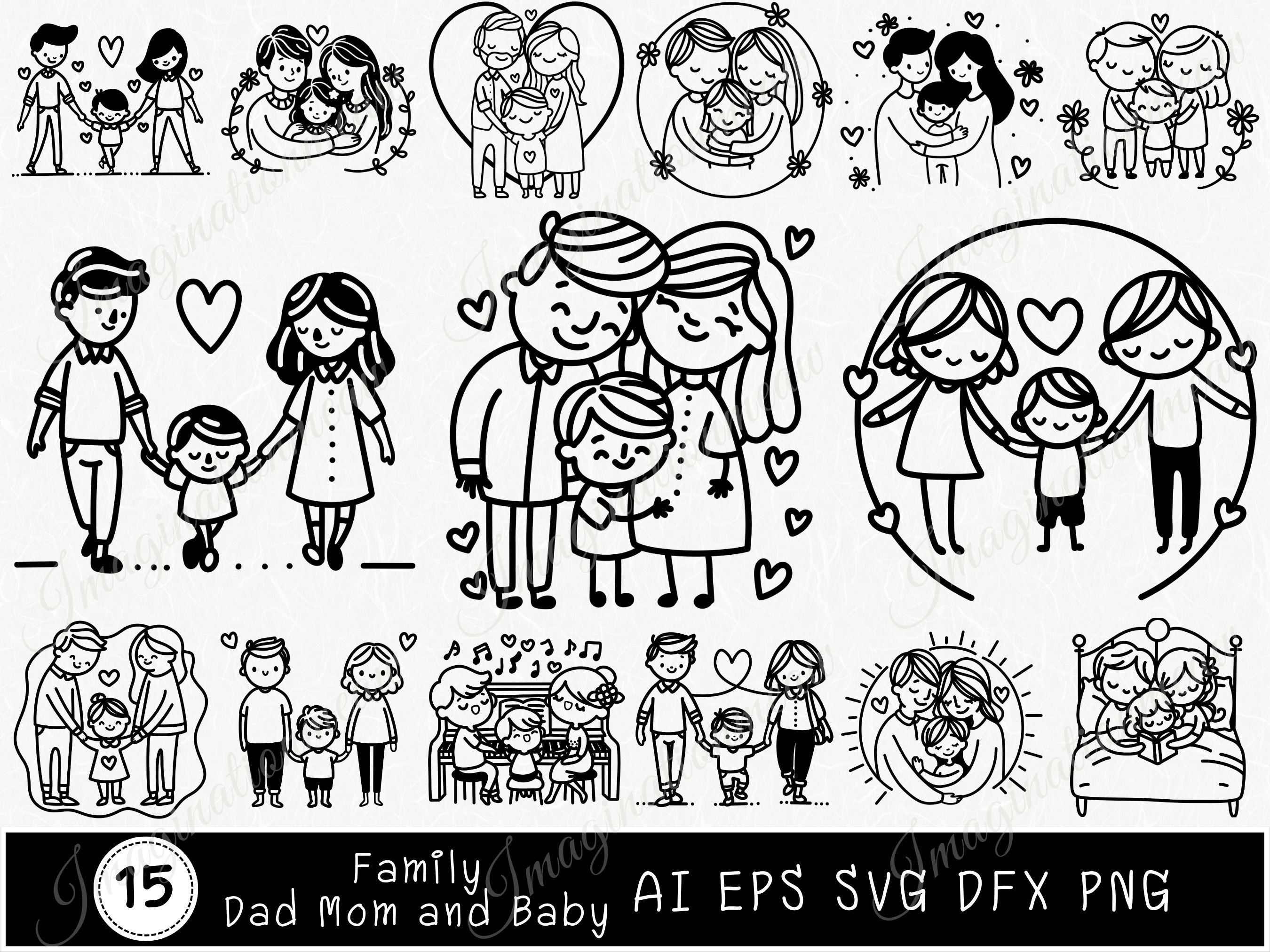 Family Bundle Svg, Family Svg, Mom Dad Baby Svg, Parents and Kids ...