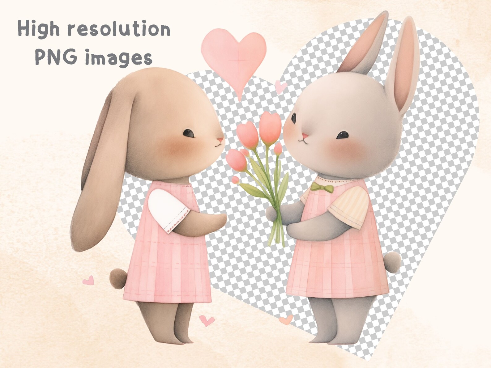 Watercolor Valentines Day Clipart, Rabbit in Love, Valentine Cute Bunny ...