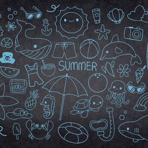 Summer Doodle Clipart, Beach SVG, Summer SVG, Ocean PNG, Tropical ...