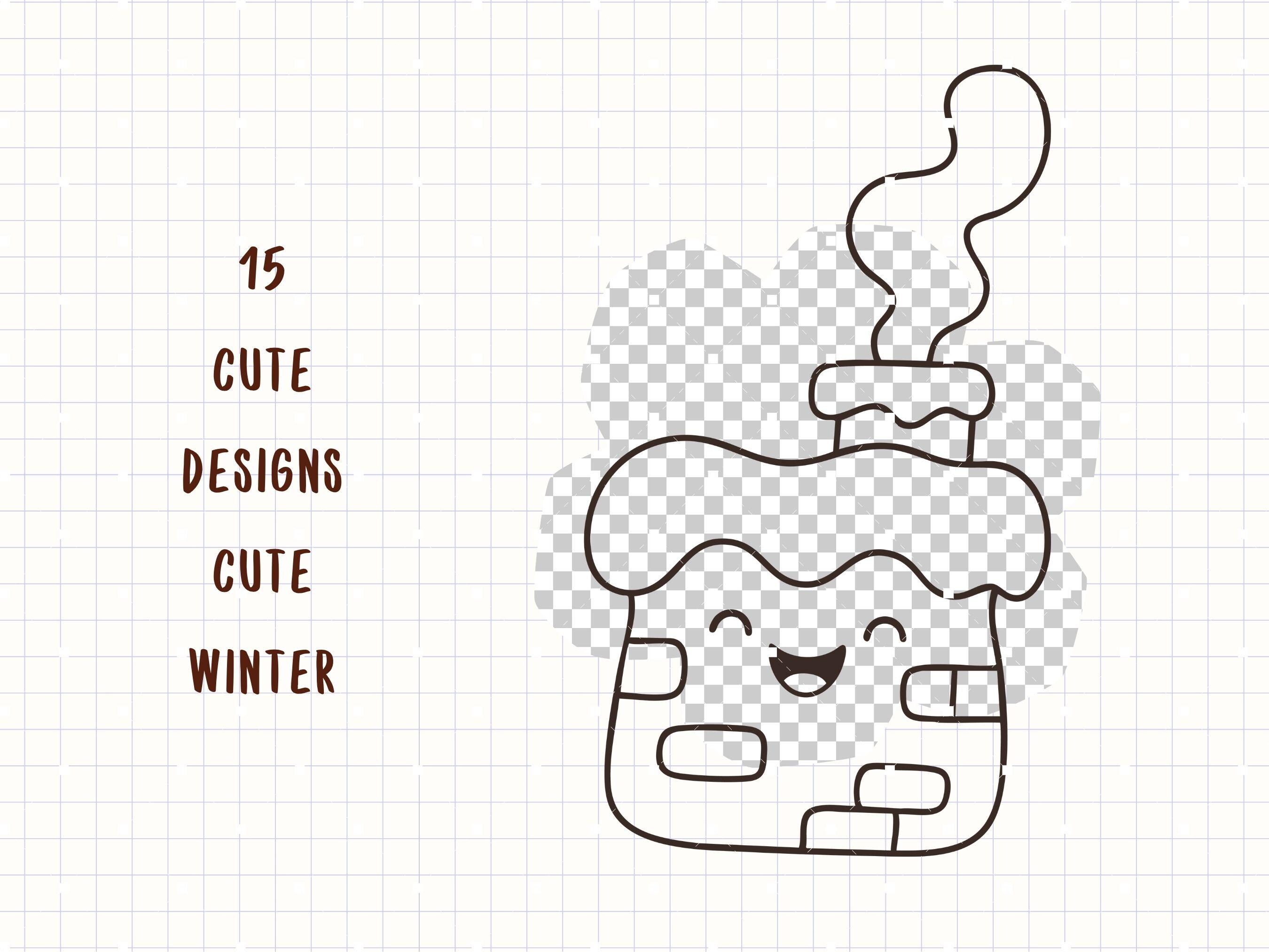 Cute Winter Clipart, Kawaii Winter SVG Bundle, Hand Drawn Cozy Season ...