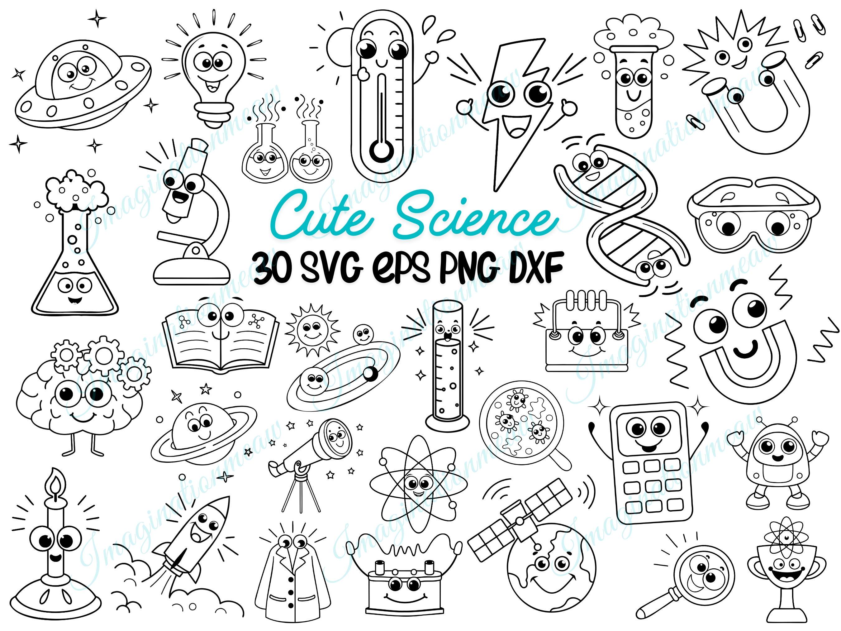 30 Cute Science SVG Designs, Kawaii Science Clipart Bundle, Science Svg ...