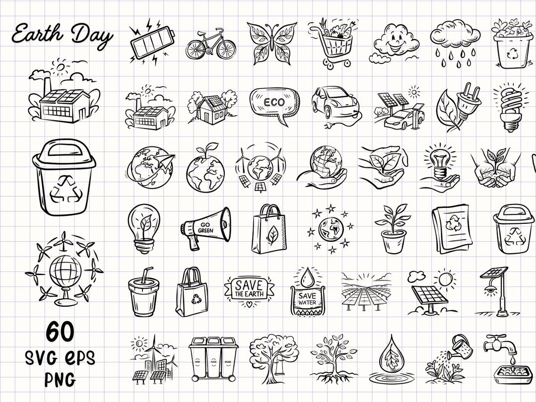 Earth Day Clipart, Eco-friendly SVG, Recycling PNG, Save the Planet Art ...