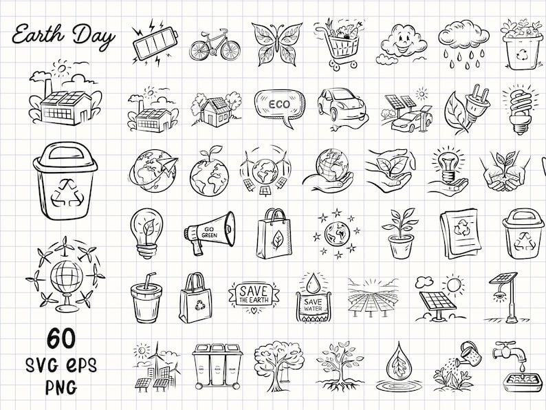 Earth Day Clipart, Eco-friendly SVG, Recycling PNG, Save the Planet Art ...