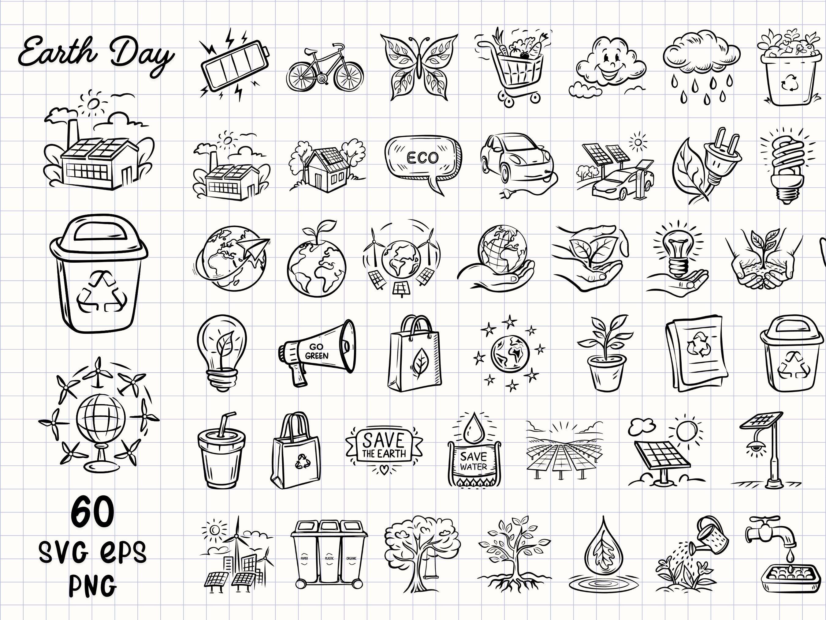 Earth Day Clipart, Eco-friendly SVG, Recycling PNG, Save the Planet Art ...