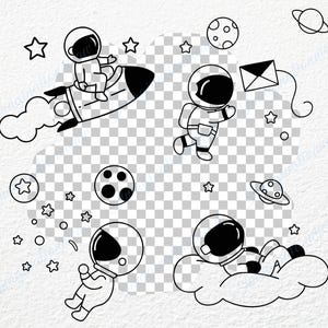 20 Doodle Astronaut SVG Designs, Cute Space Doodle Clipart Bundle ...