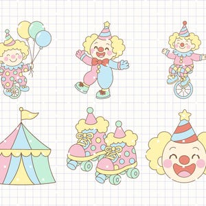 Clowncore Clipart, Pastel Carnival Svg, Kawaii Circus Graphics, Cute ...