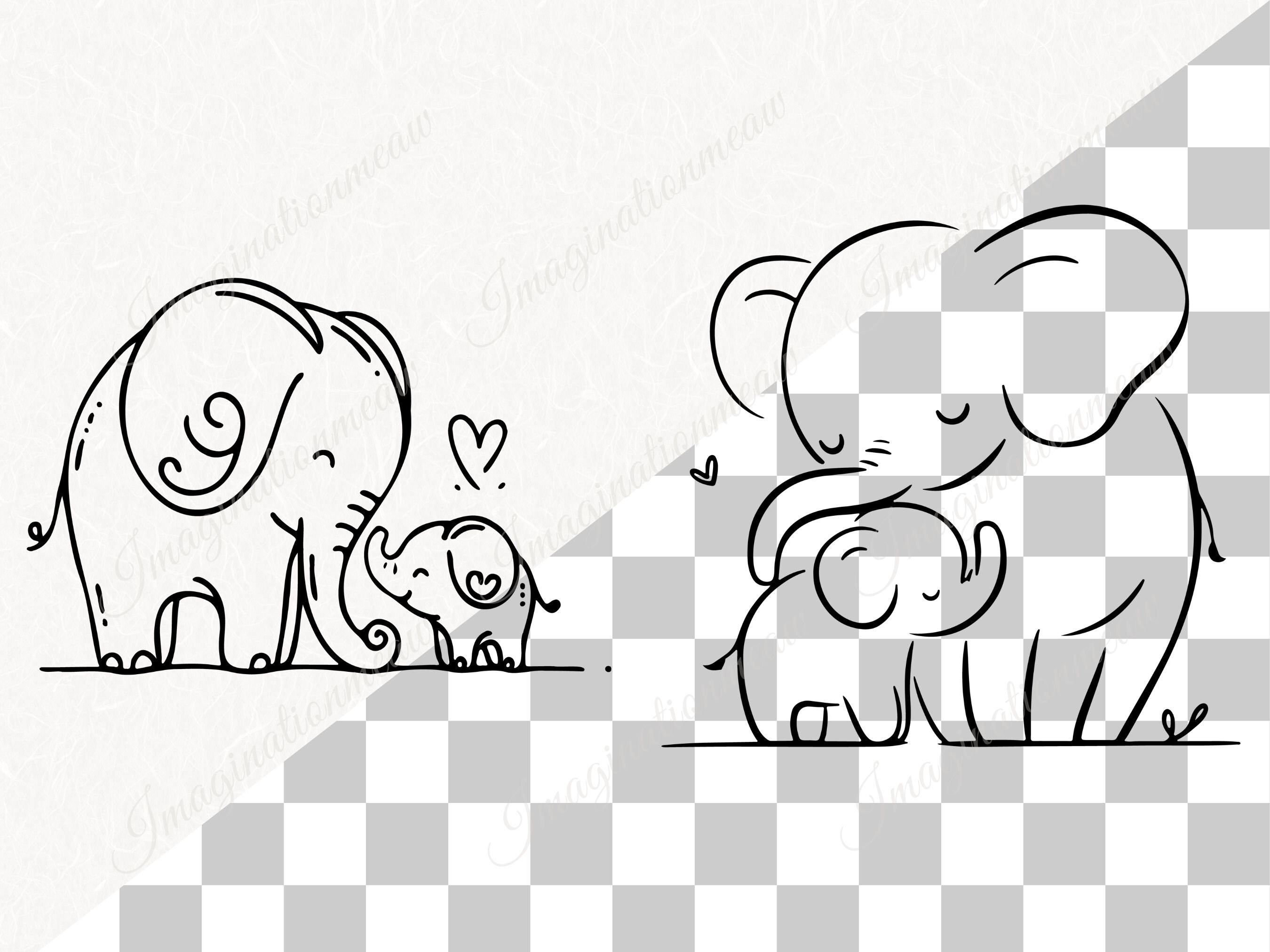 Mom & Baby Elephant SVG, Sweet Mama and Baby Elephant Cut File, Mother ...