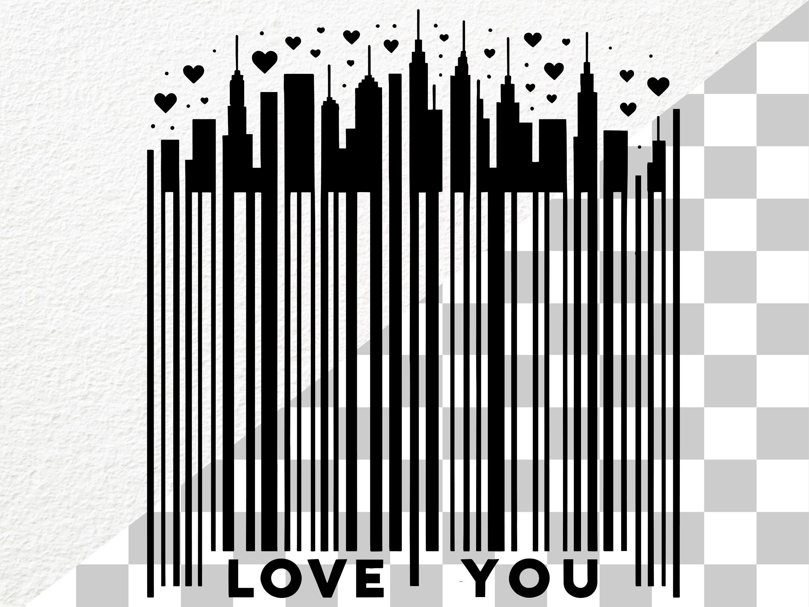 Barcode Love You Svg, I Love You Svg, Barcode SVG, Valentine Svg, Love ...