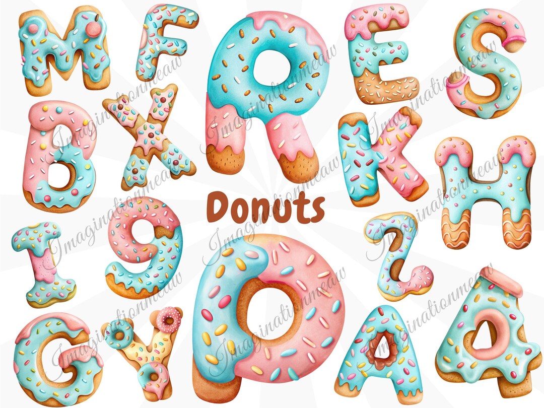 Donut Letter PNG, Donut Alphabet PNG, Donut Numberpng, Fun Donut-themed ...
