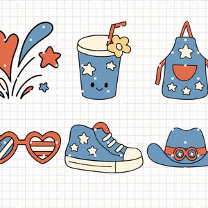 4th of July Clipart, Cute USA Independence Svg, Kawaii Patriotic ...