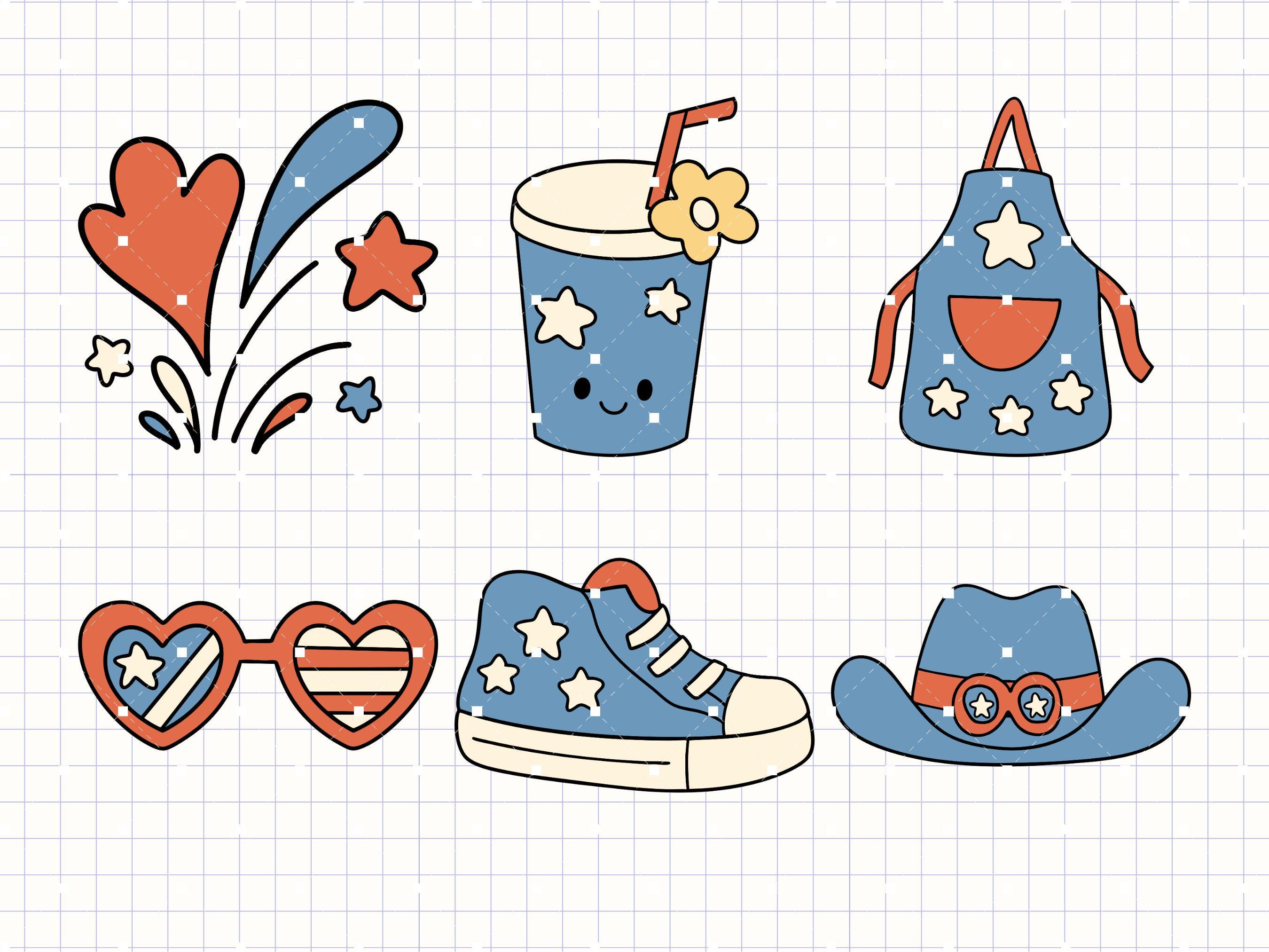 4th of July Clipart, Cute USA Independence Svg, Kawaii Patriotic ...