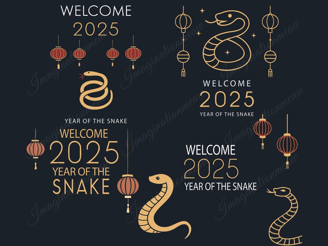 Welcome 2025 Year of the Snake SVG, Chinese New Year 2025 Clipart ...