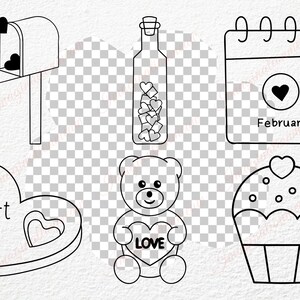 30 Valentines Day Doodle SVG, Romantic Heart and Love Clipart ...