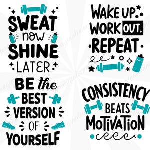 20 Fitness SVG Design Bundle, Motivational Workout Quotes, Exercise SVG ...