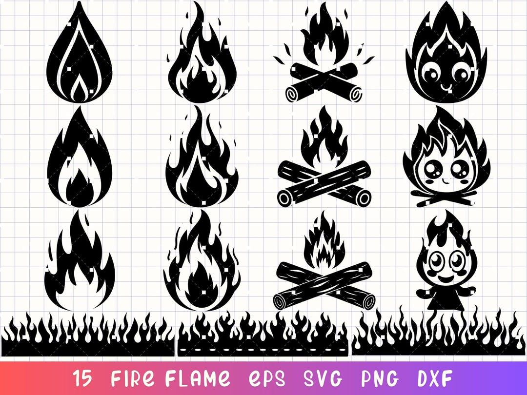 Fire Flame Svg, Campfire SVG, Bonfire PNG, Flame Border, Fire ...