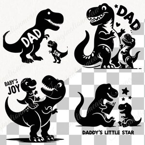 Happy 1st Father’s Day SVG, Cute Dinosaur T-rex Cut File, Daddy & Son ...
