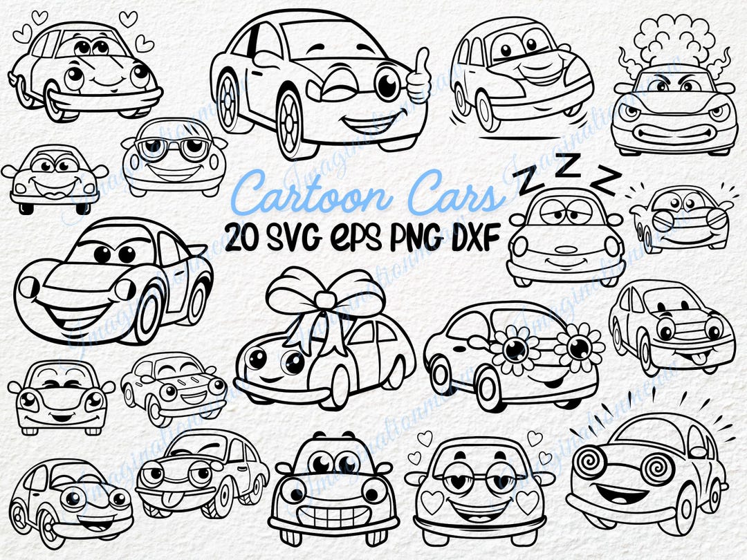 20 Cartoon Car SVG Designs, Cute Vehicle Clipart Bundle, Vehicle Svg ...