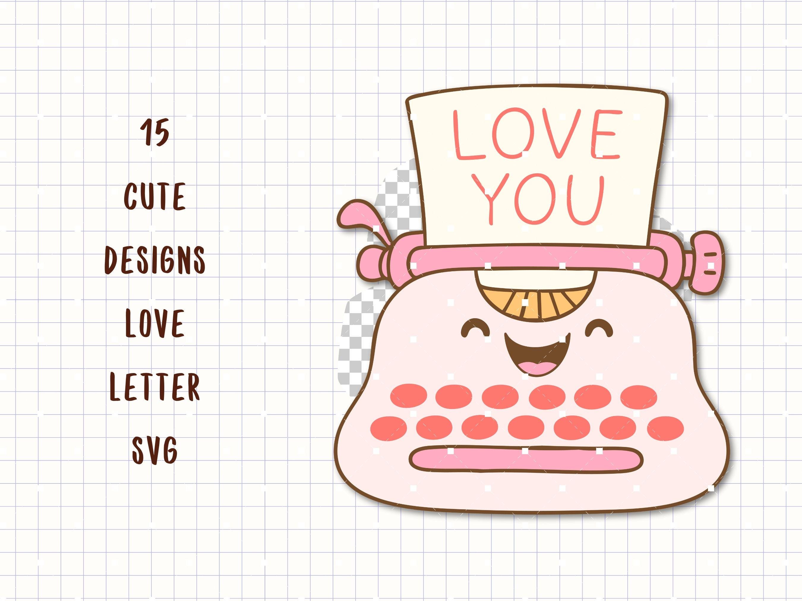 Love Letter SVG Bundle, Cute Kawaii Valentine Mail Clipart, Romantic ...