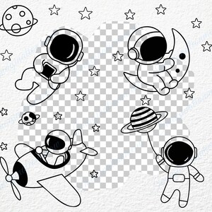 20 Doodle Astronaut SVG Designs, Cute Space Doodle Clipart Bundle ...