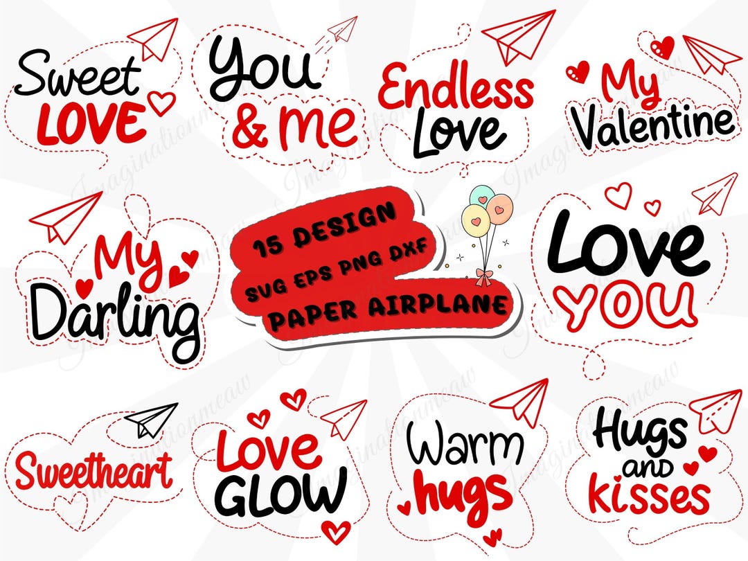 Paper Airplane Love SVG, Cute Romantic Clipart, Paper Airplane Bundle ...