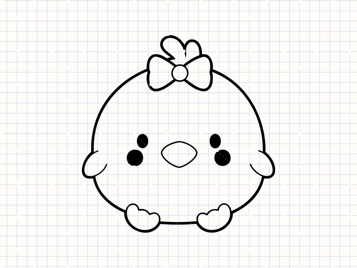 Baby Chicks Line Art Clipart, Cute Chicken SVG, Easter Chick PNG, Farm ...