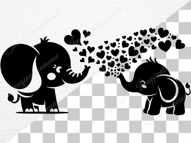 Elephant Blowing Hearts Svg, Cute Elephant Svg, Baby Elephant, Baby ...