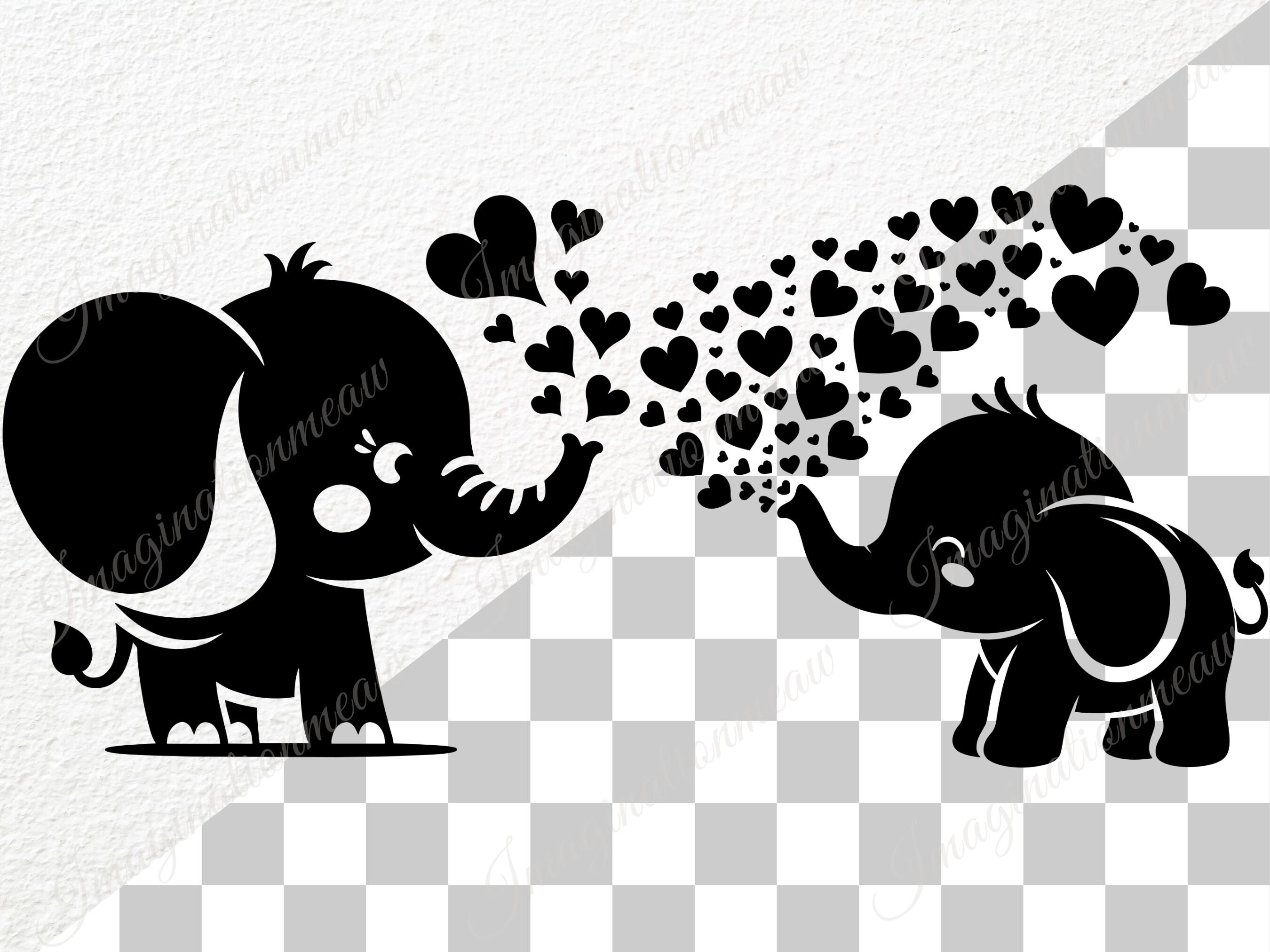 Elephant Blowing Hearts Svg, Cute Elephant Svg, Baby Elephant, Baby ...