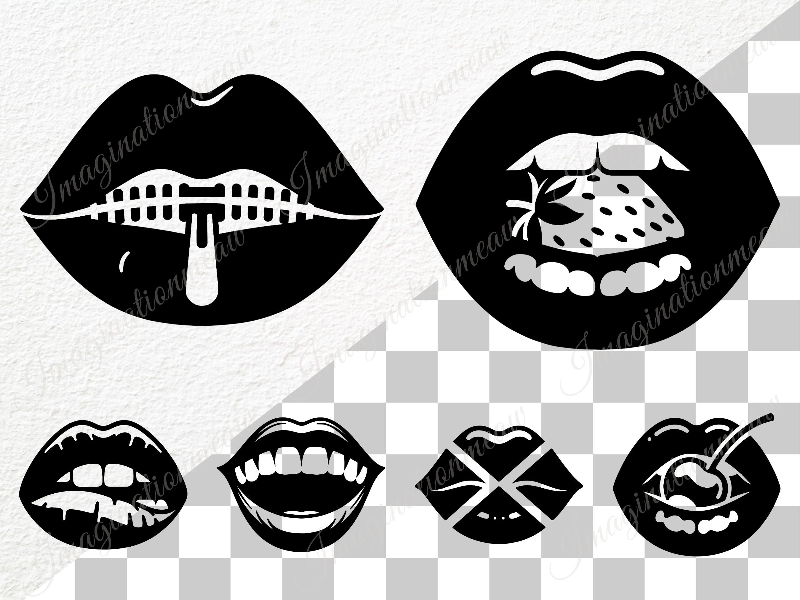 Lips Svg, Lips SVG Bundle, Kiss Svg, Dripping Lips Svg, Biting Lips Svg ...