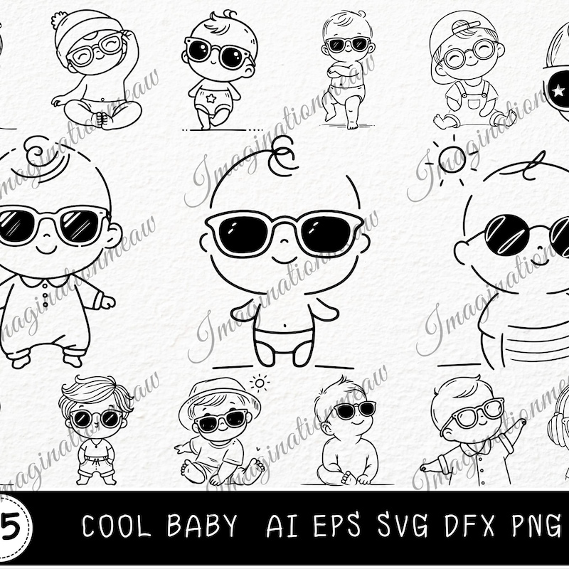 Baby Drawing With Sunglasses - Etsy New Zealand