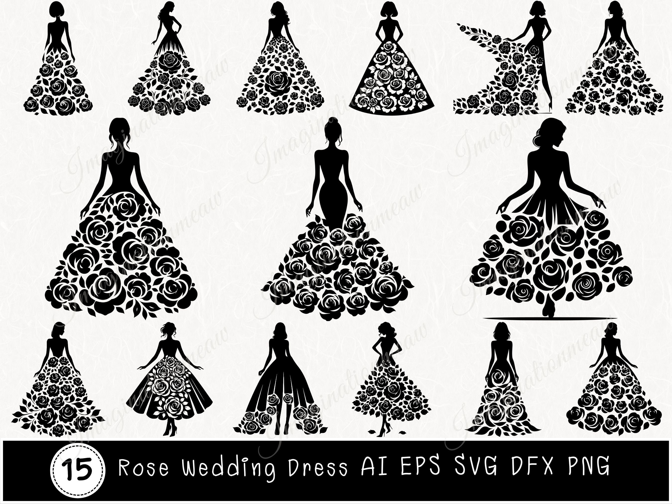 Rose Wedding Dress Svg, Rose Dress Svg, Wedding Dress Svg, Princess ...