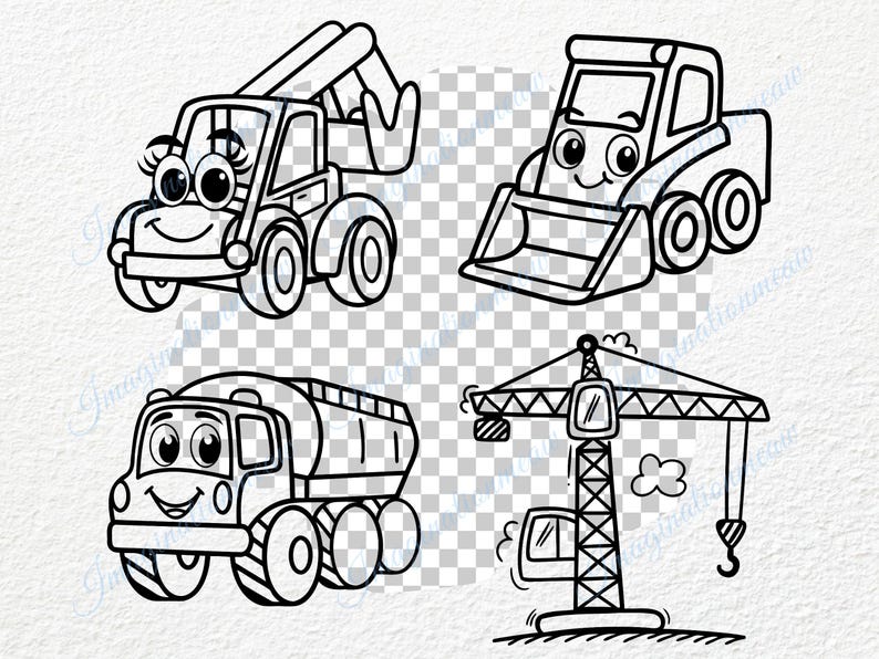 20 Cute Construction Vehicles SVG, Cartoon Truck Clipart, Construction ...
