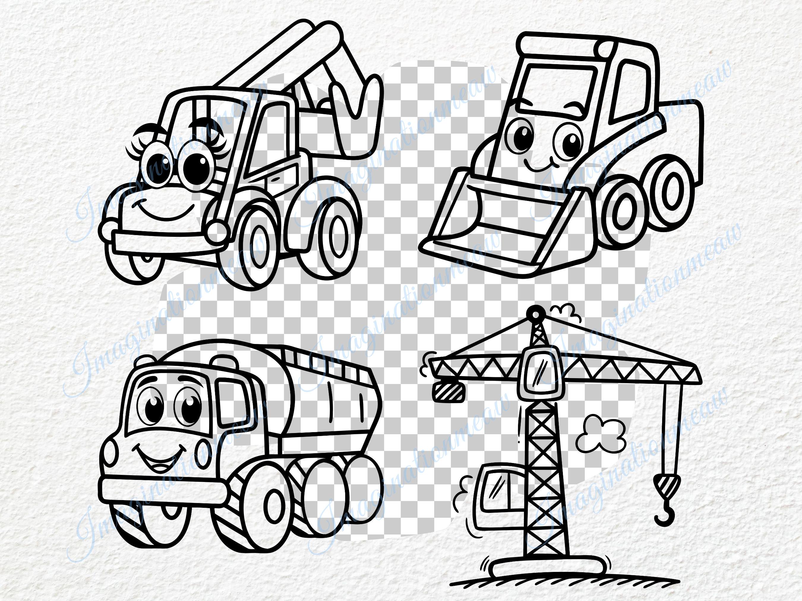 20 Cute Construction Vehicles SVG, Cartoon Truck Clipart, Construction ...