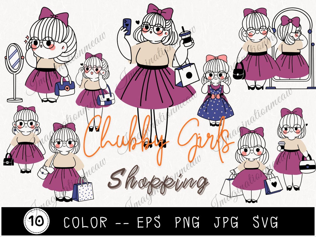 Chubby Girl Svg, Shopping Svg, Shopping Girl Svg, Woman With Shopping ...