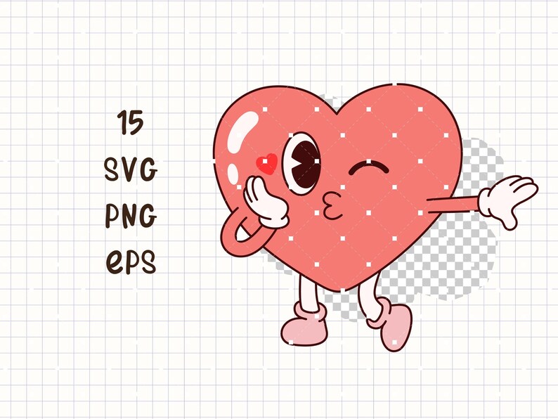 Cute Heart Cartoon Clipart Set, Kawaii Love Emoji SVG Bundle, Valentine ...