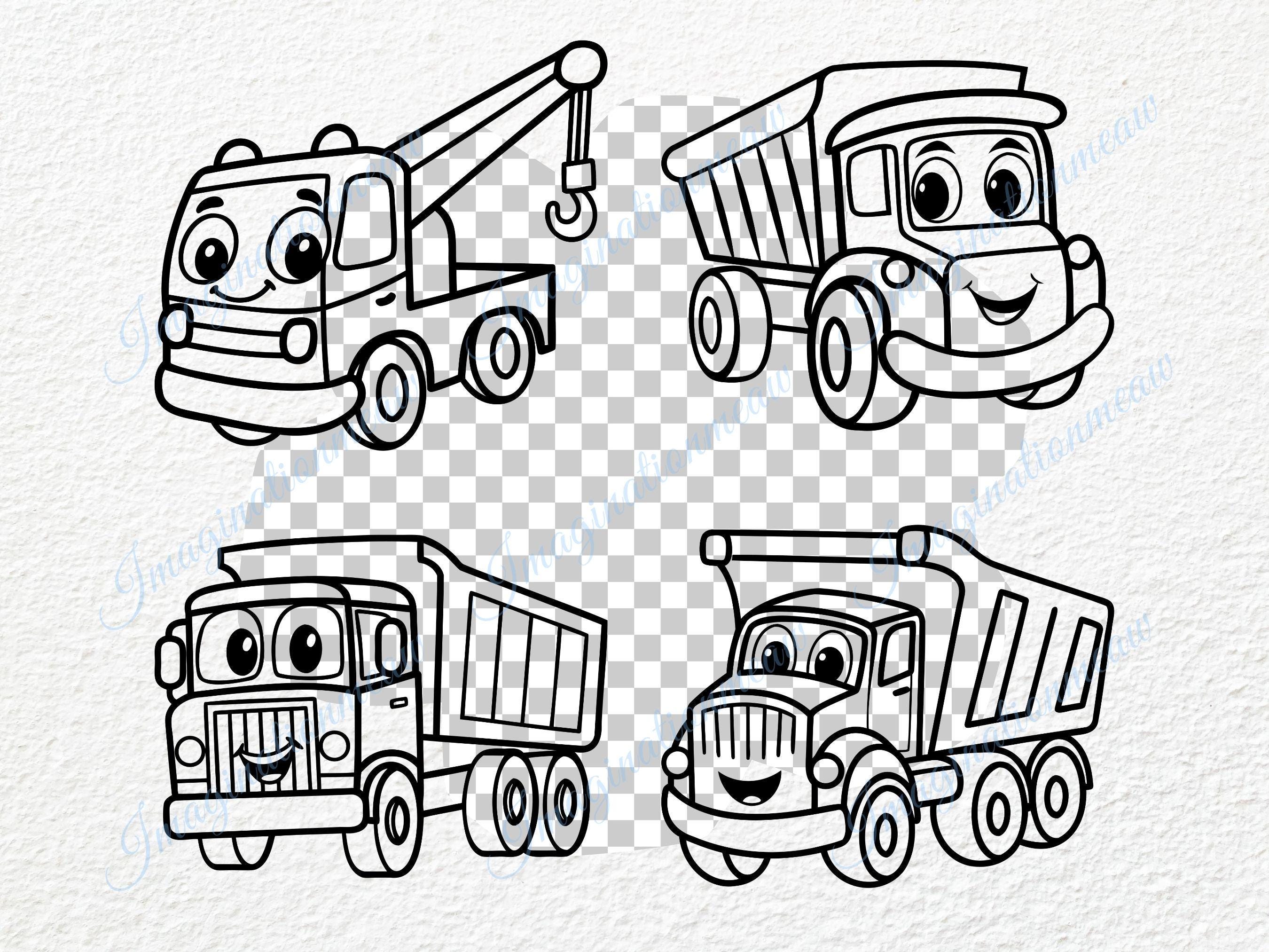 20 Cute Construction Vehicles SVG, Cartoon Truck Clipart, Construction ...