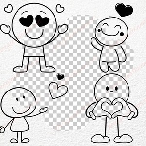 20 Doodle Stick Figure Lovers SVG, Cute Romantic Stickman Clipart ...