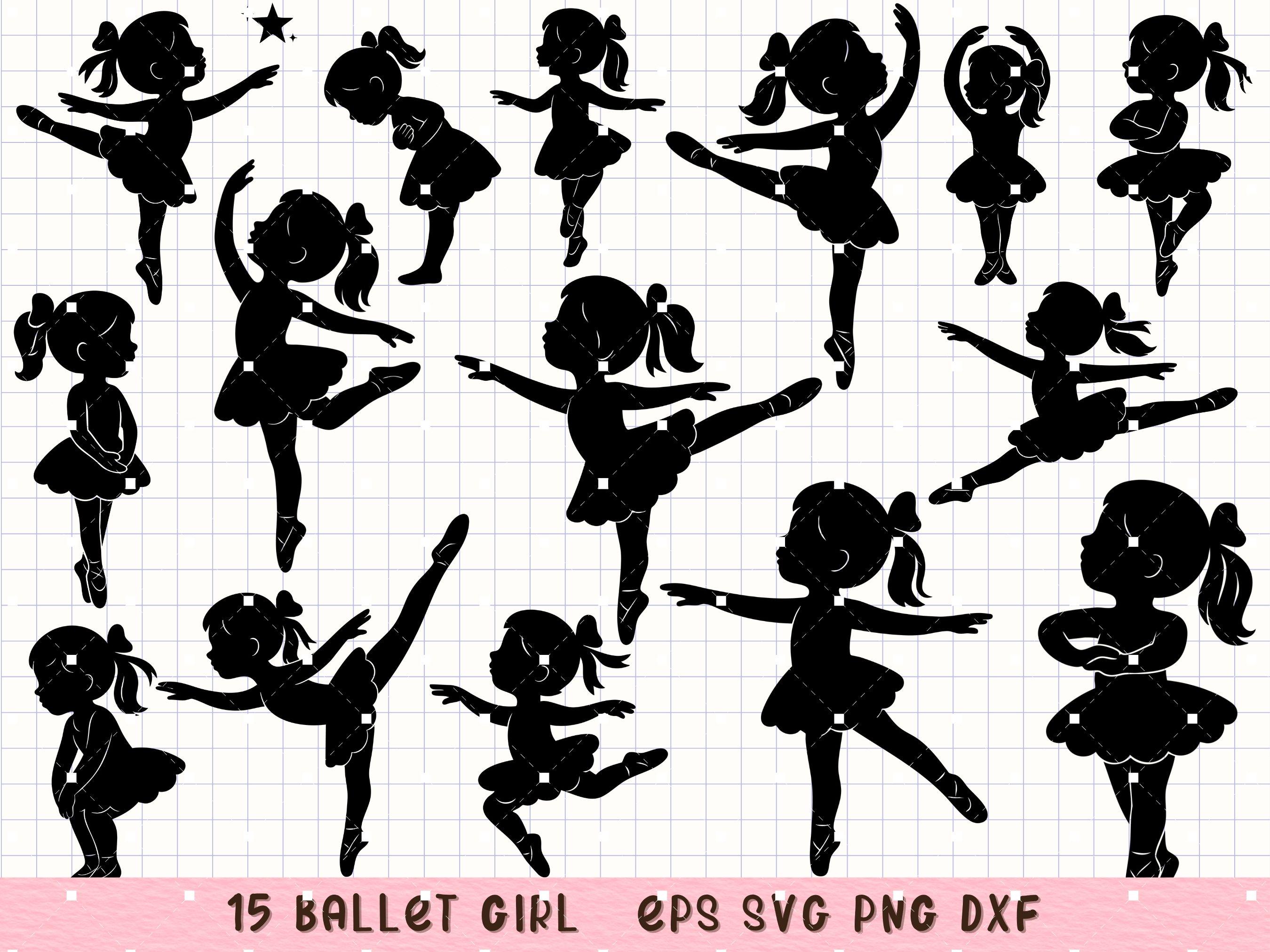 Ballet Girl Silhouette SVG Bundle, Cute Ballerina Clipart Set, Dancing ...
