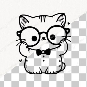 Cute Cat SVG, Nerd Cat SVG, Cat With Glasses Svg, Funny Cat Svg, Cat ...
