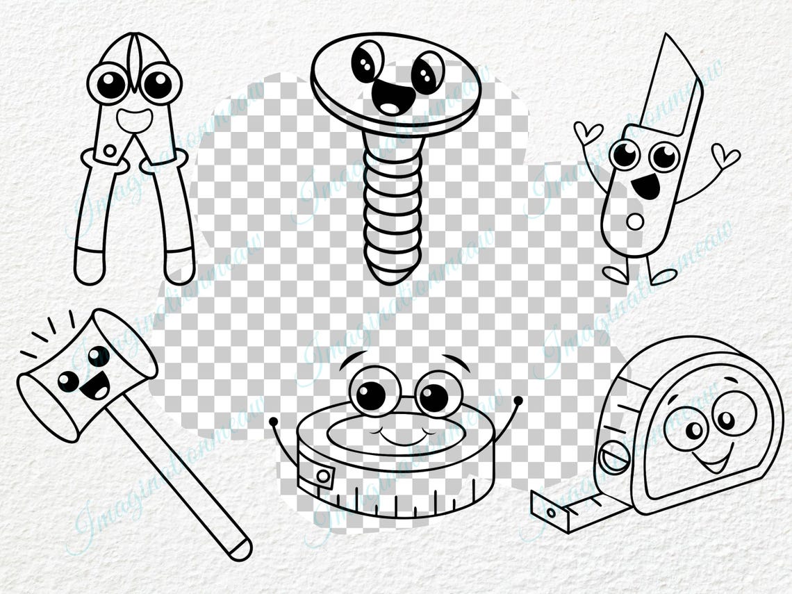 50 Cute Tools SVG, Kawaii Construction Clipart, Tools Svg Bundle ...
