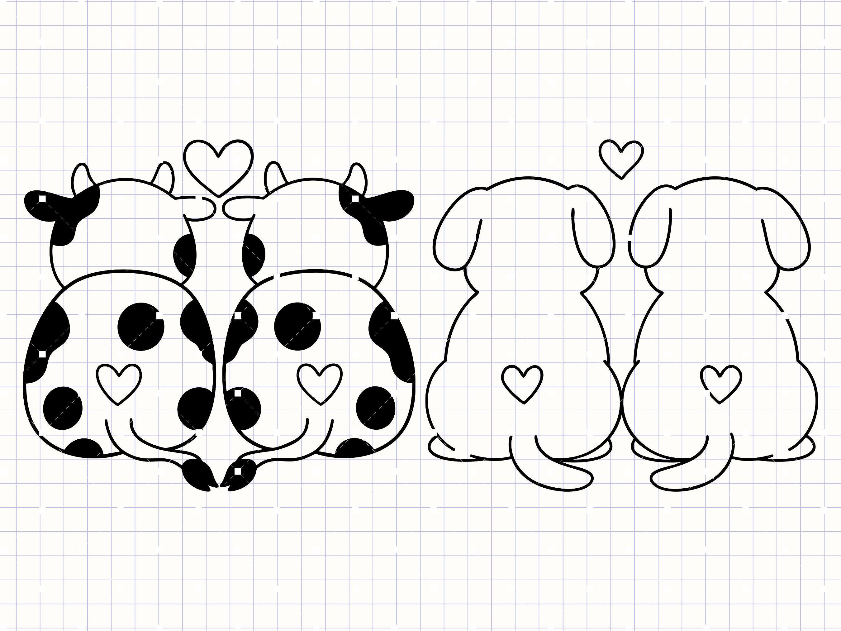 Animal Couple Svg, Cute Animal Love, Animal Pair Clipart, Kawaii Couple ...