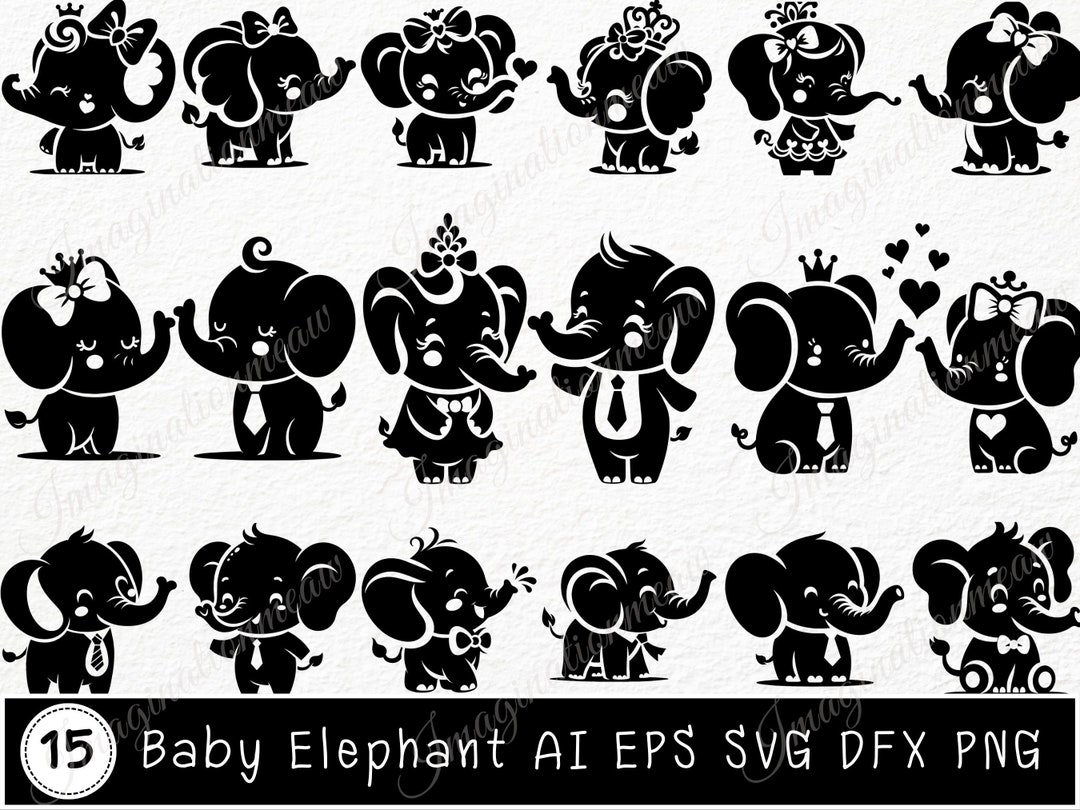 Baby Elephant Svg, Girl Elephant, Boy Elephant, Cute Elephant Svg, Baby ...