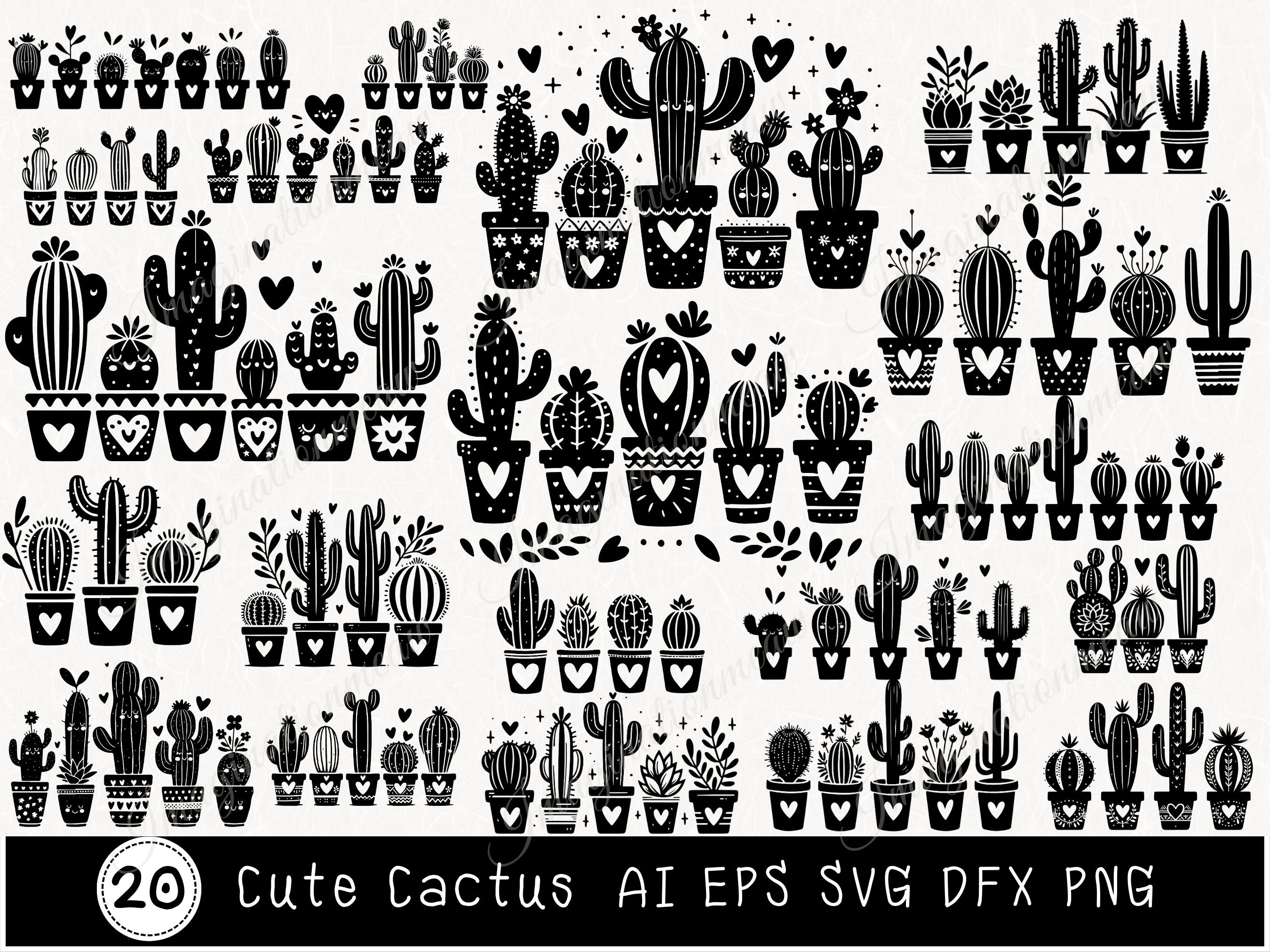 Cute Cactus Svg, Cactus SVG Bundle, Cactus PNG Bundle, Cactus Clipart ...