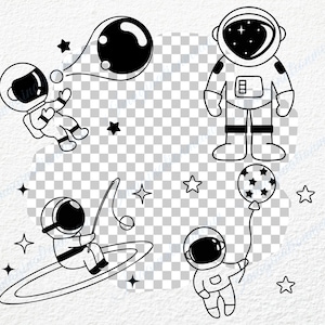 20 Doodle Astronaut SVG Designs, Cute Space Doodle Clipart Bundle ...
