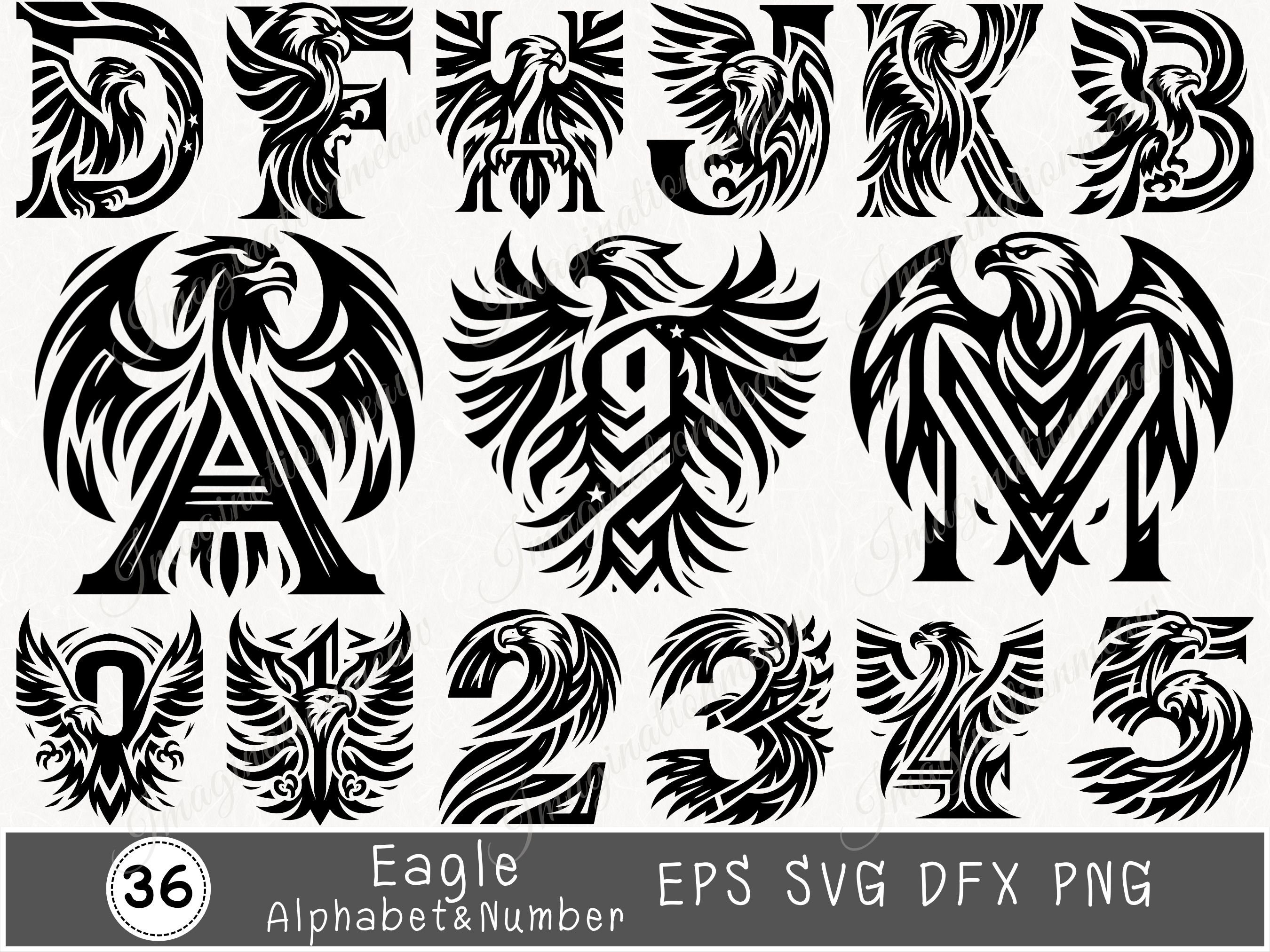 Eagle Alphabet SVG, Eagle Numbers Svg, Eagle SVG Bundle, A-Z Eagle Svg ...