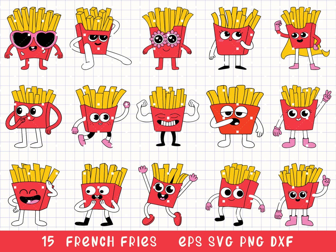 French Fries Clipart, Kawaii Food SVG, Fast Food PNG, Cute Snack ...